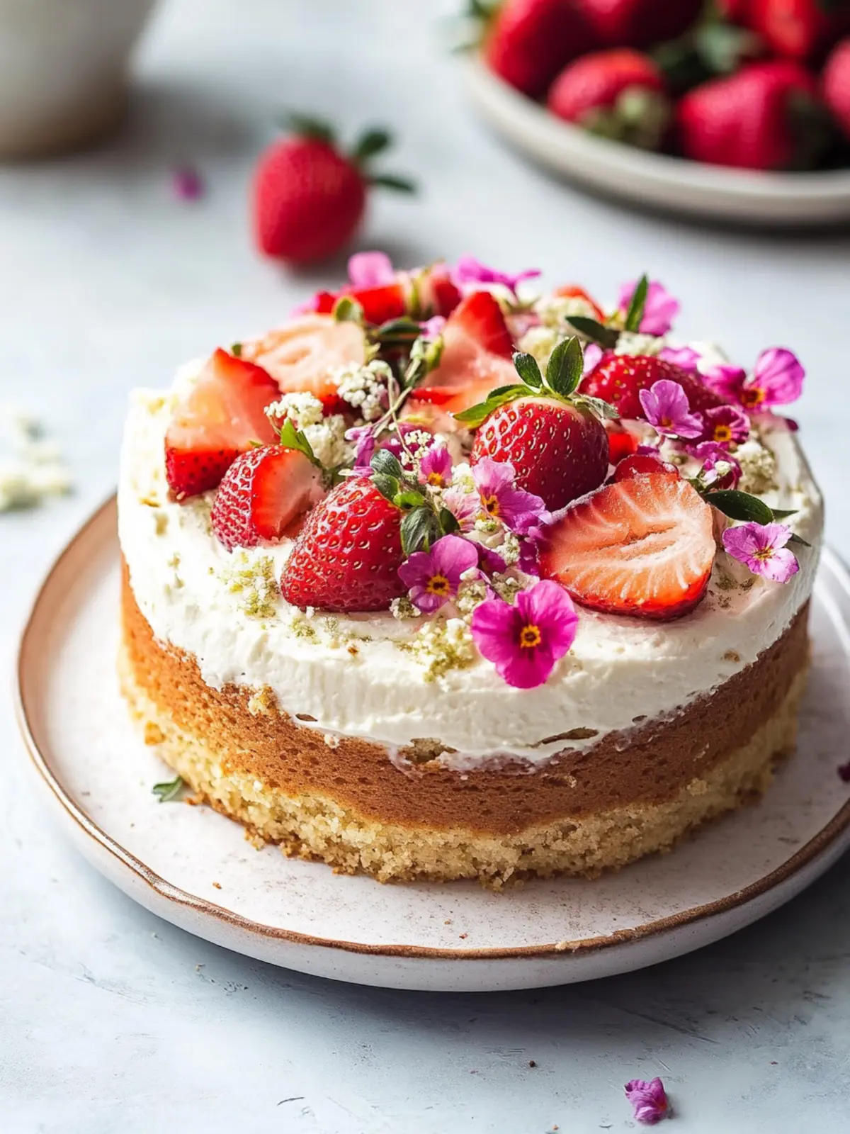 Decadent White Chocolate Vegan Sponge with Strawberries Bliss