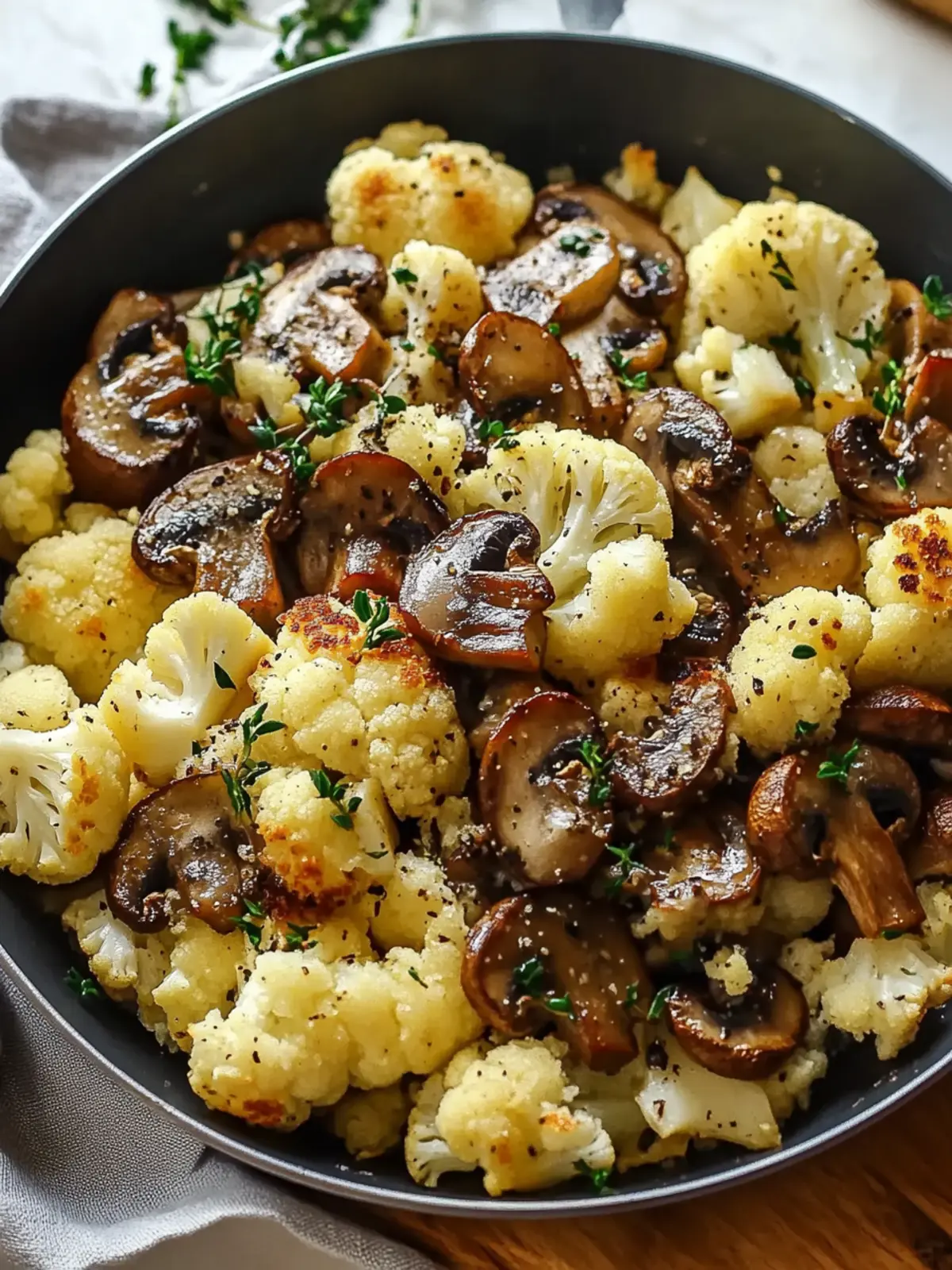Savor the Simplicity: Easy One-Pan Garlic Mushrooms Cauliflower Skillet