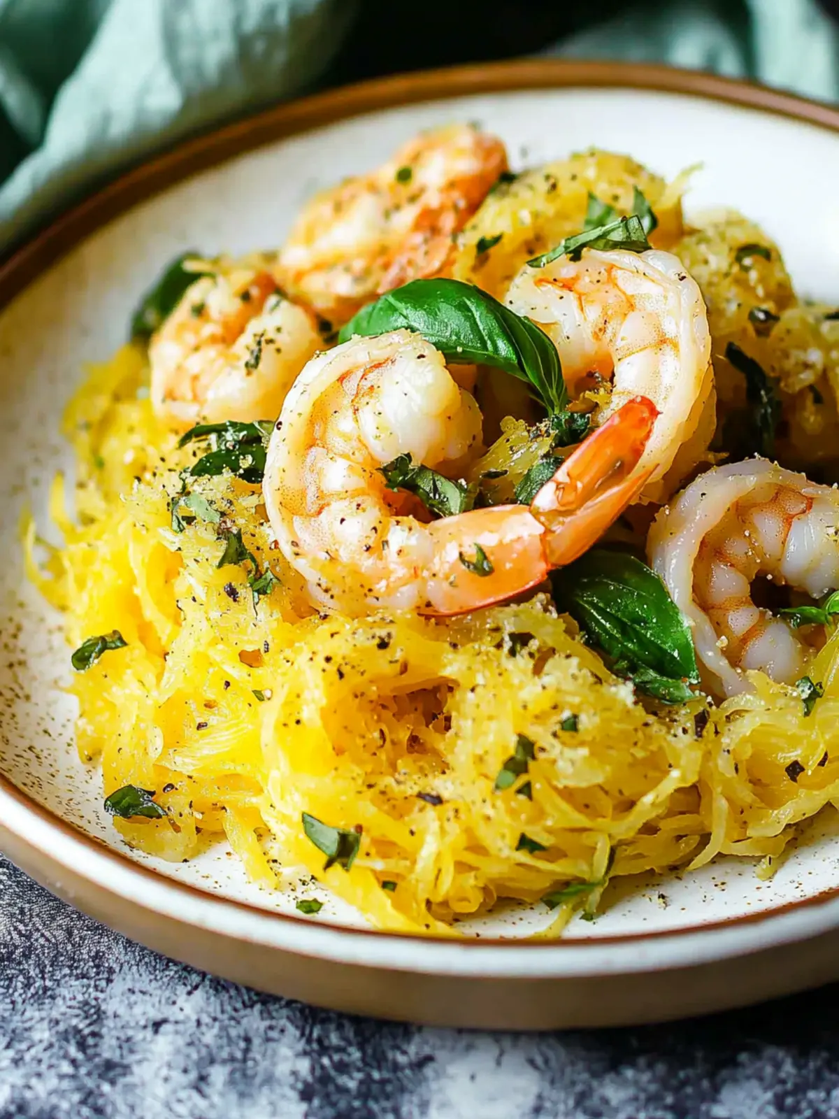 Keto Shrimp Spaghetti Squash & Basil for a Quick Dinner Delight